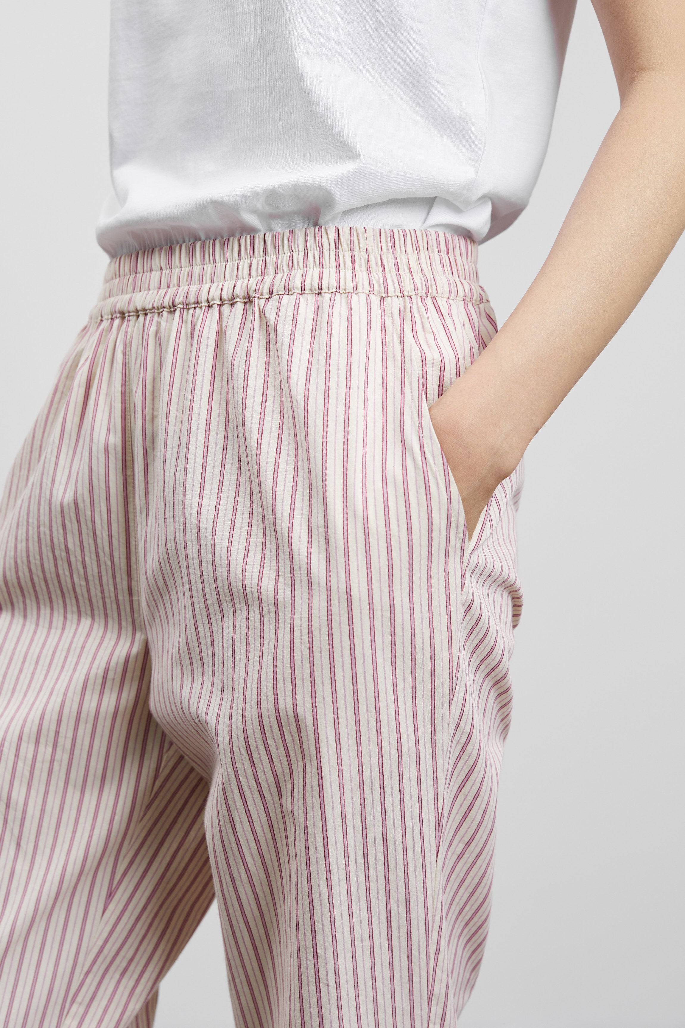 Edgar Pants - Ruby red / white stripes – Onda St Ives